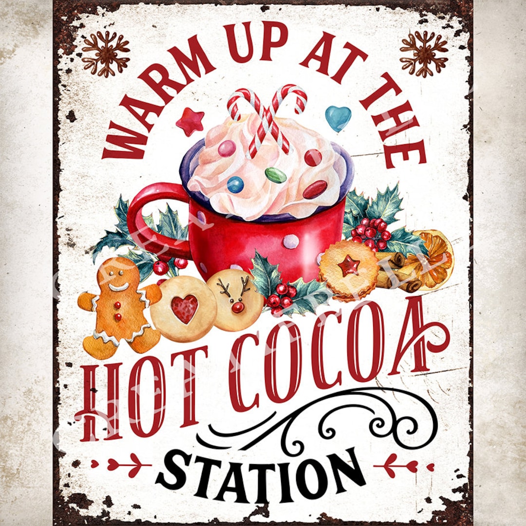 Hot Cocoa Station Bar Sign Christmas Cookies Gingerbread Sweets Candy ...