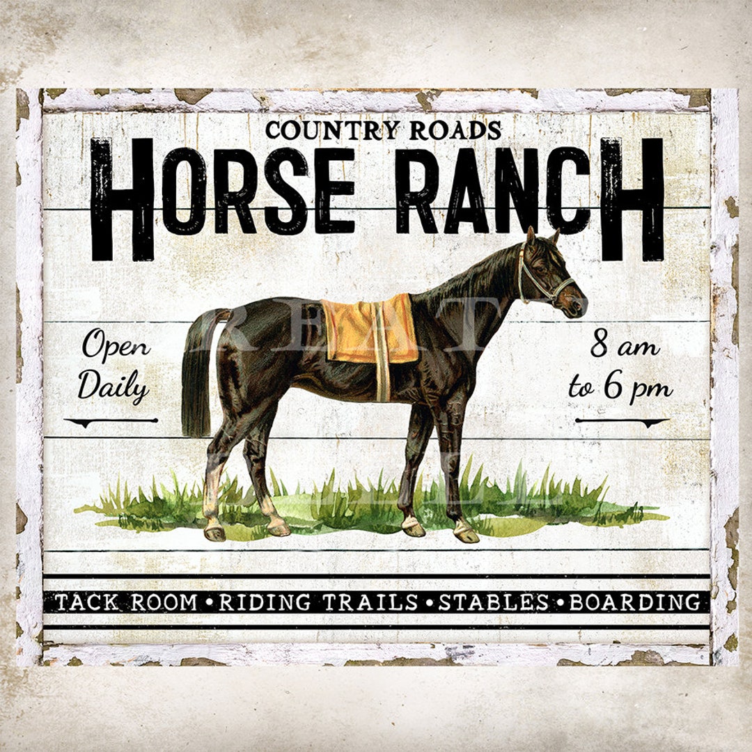 Vintage Rustic Horse Sign Horse Ranch Farmhouse DIY Sign Stable Sign ...