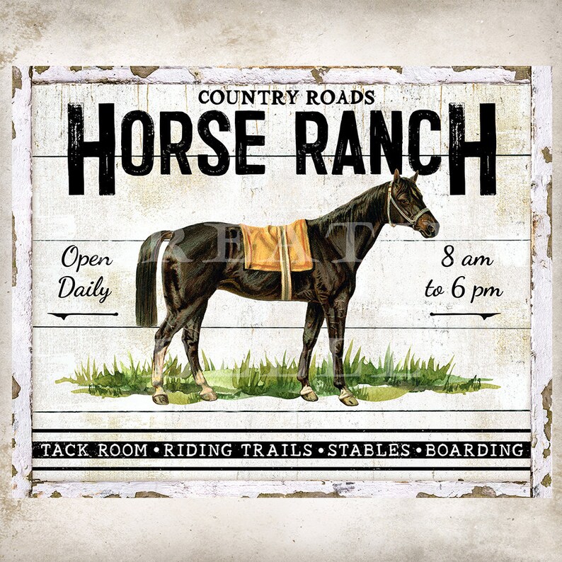 Vintage Rustic Horse Sign Horse Ranch Farmhouse DIY Sign Stable Sign ...