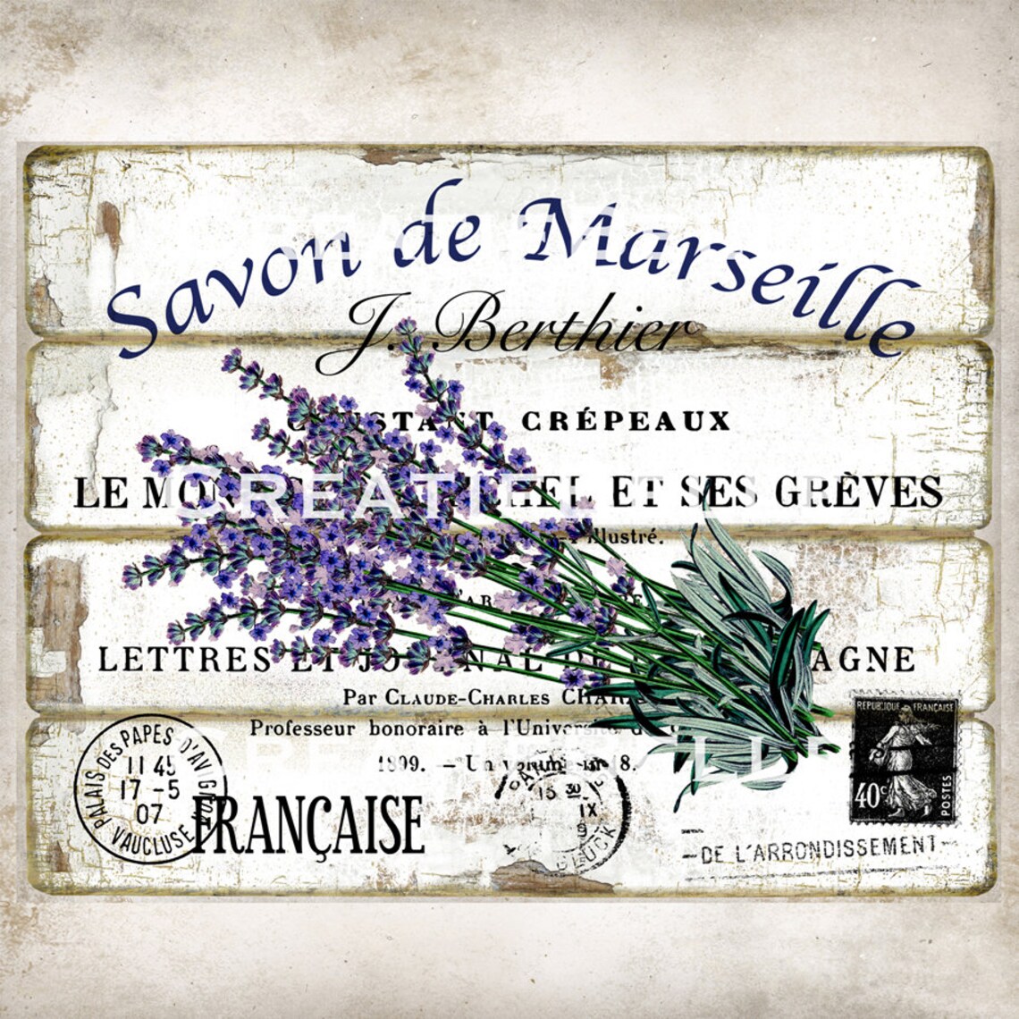 French Farmhouse Lavender Sign Vintage Lavender Wall Art - Etsy