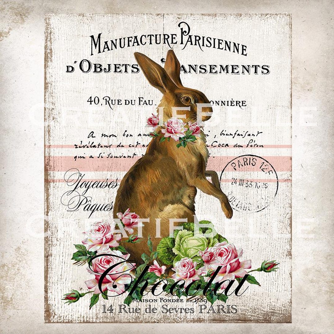Vintage French Shabby Chic Easter Bunny Rabbit, Easter Wreath Accent ...