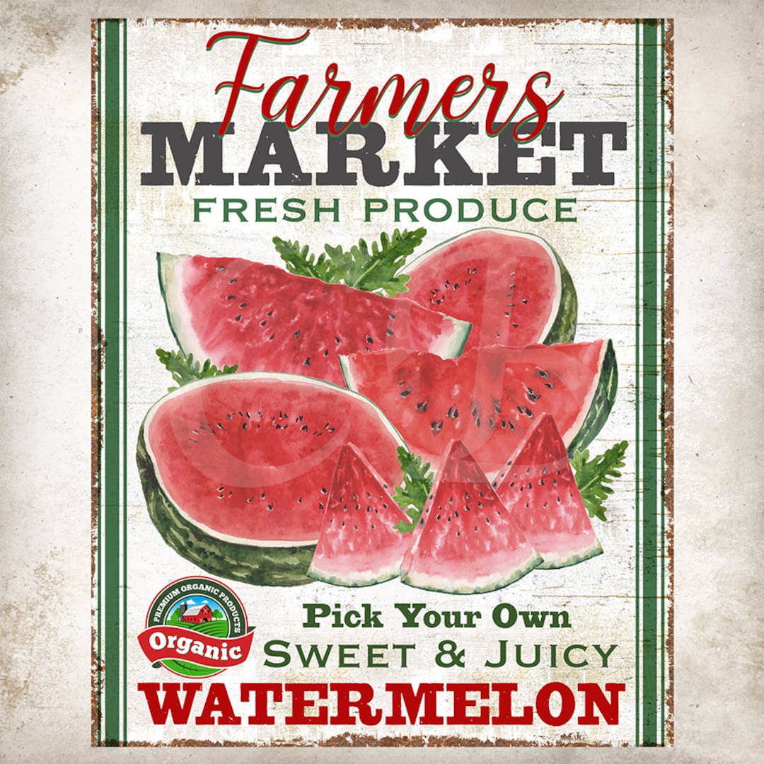 Rustic Farmers Market Watermelon Farmhouse Kitchen DIY Wall Art Wreath ...