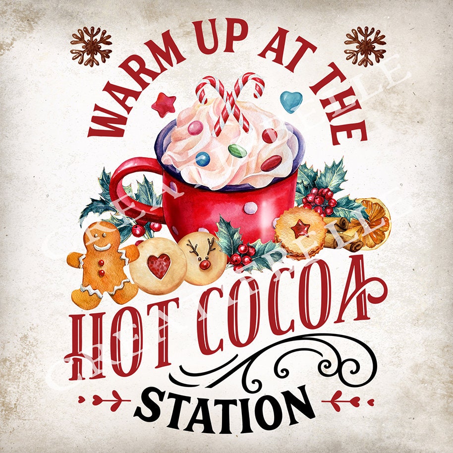 Hot Cocoa Station Bar Sign Christmas Cookies Gingerbread Sweets Candy ...