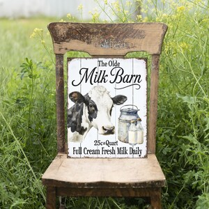 Olde Milk Barn, Vintage Dairy Cow, Farmhouse Kitchen DIY Wall Sign ...