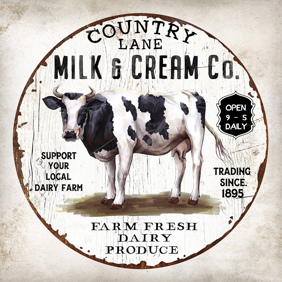 8 Vintage Milk & Cream Co Dairy Cow Farmhouse Kitchen DIY Sign Making ...