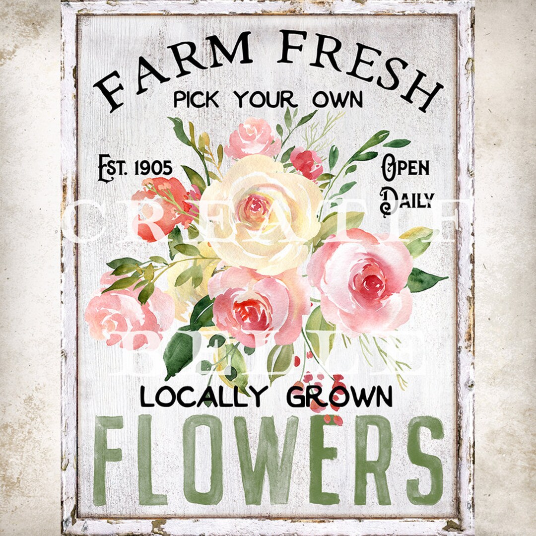 Farm Fresh Flowers, Farmhouse Flower Wall Art Sign, DIY Sign Making ...