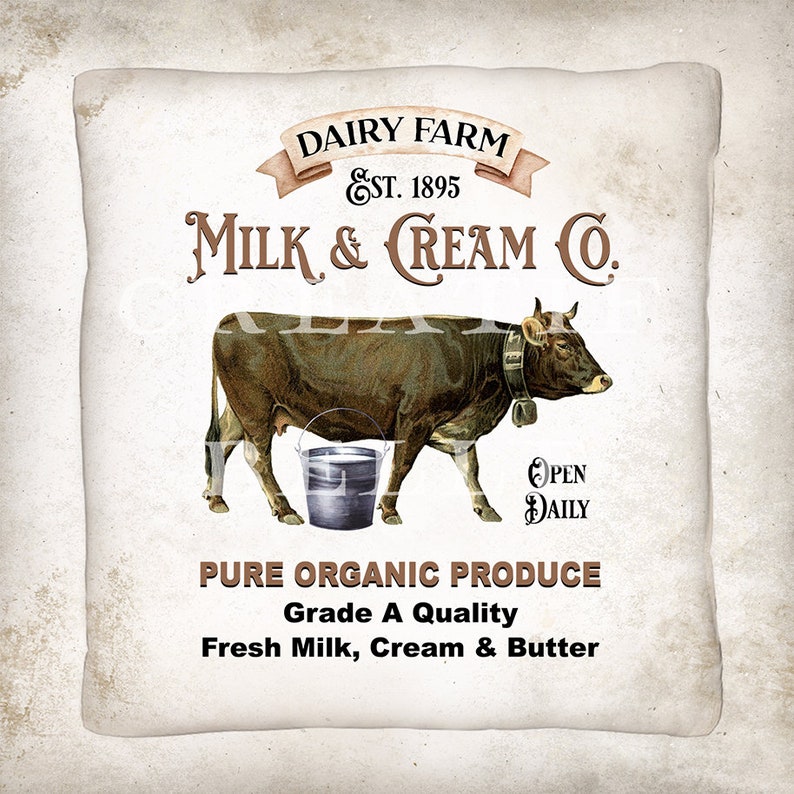 Vintage Old Style Dairy Farm Milk & Cream Co Rustic Country Farmhouse ...