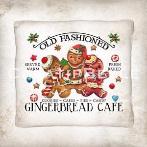 Vintage Retro Gingerbread Cafe Farmhouse Christmas Cookies Home Decor ...