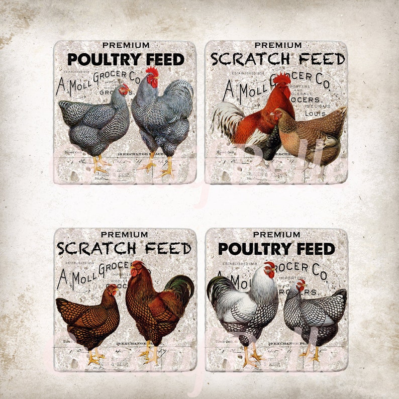 4 Inch Square Farm Style Roosters Poultry Chickens Wood - Etsy