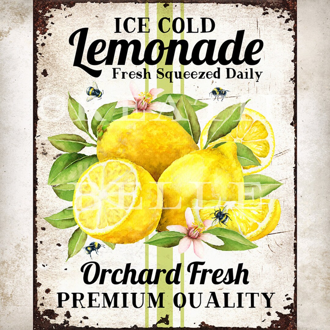 Ice Cold Lemonade, Lemon Sign, Farmhouse Decor, Farmhouse Kitchen Wall ...