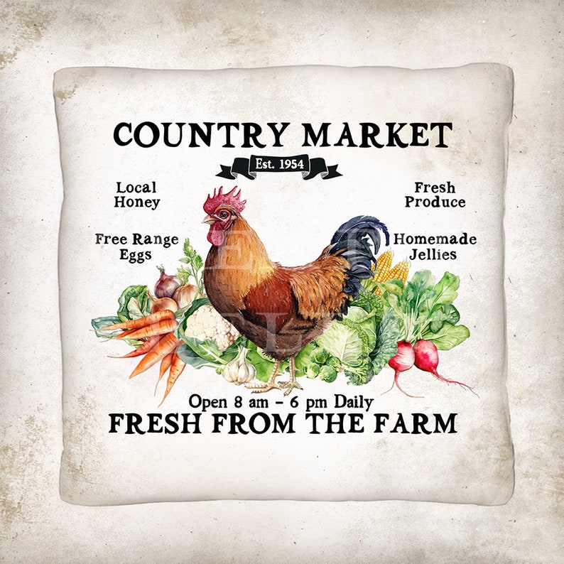 Rustic Country Farm Style Fresh Produce Market Farmhouse DIY Kitchen ...