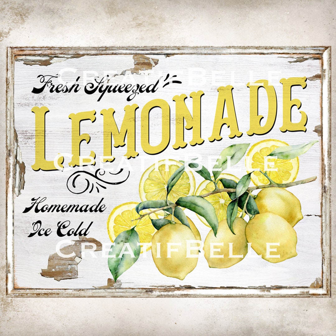 Vintage Lemonade Sign Lemon Wreath Decor Accent Sign Lemon - Etsy