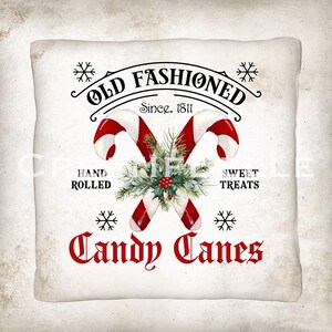 8x8 Inch Vintage Candy Cane Square Farmhouse Festive DIY Sign Christmas ...