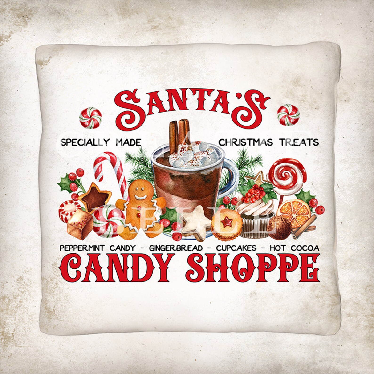 Christmas Candy Shop DIY Sign Sweets Gingerbread Cupcakes Hot Cocoa ...