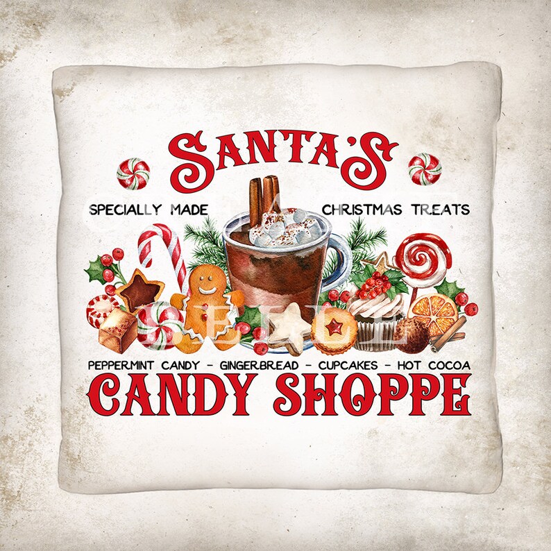 Christmas Candy Shop DIY Sign Sweets Gingerbread Cupcakes Hot Cocoa ...
