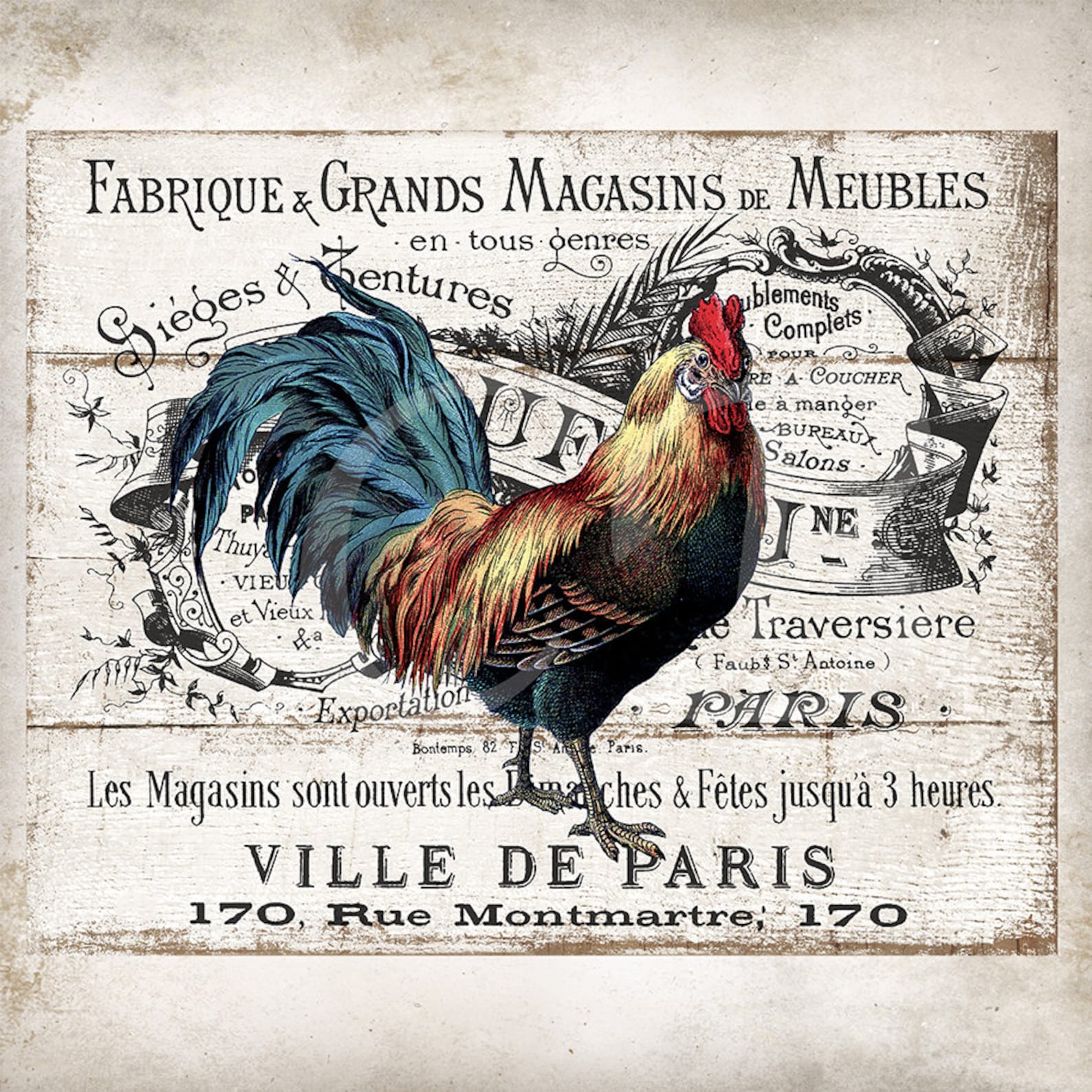 French Rooster Farmhouse Kitchen DIY Wall Art Wreath Decor Accent Sign ...
