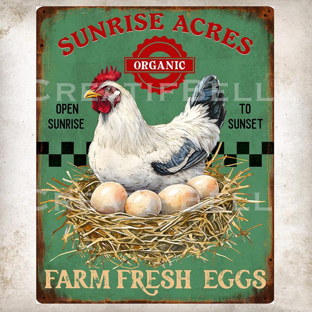 Retro Hen and Eggs Rustic Farmhouse DIY Wall Art Barn Coop Sign Chicken ...