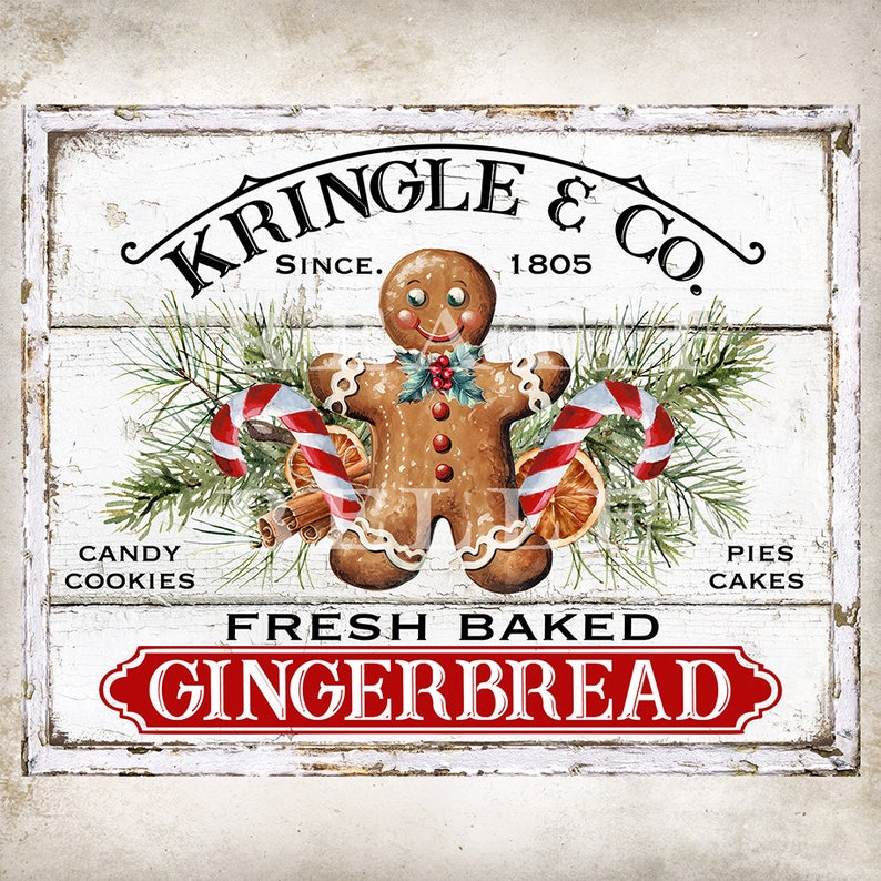 Kringle & Co Gingerbread Man Farmhouse Christmas Home Decor DIY Sign ...