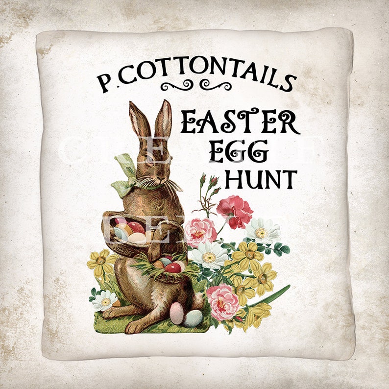 Vintage Cottontails Easter Egg Hunt Bunny Rabbit Farmhouse Easter Decor ...