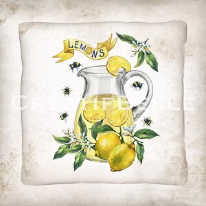 Farmhouse Lemon Sign Lemon Pitcher Jug Farm Style Lemon Transfer Sign ...