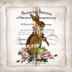 French Shabby Chic Easter Bunny Rabbit, Easter Wreath Accent Decor Sign ...