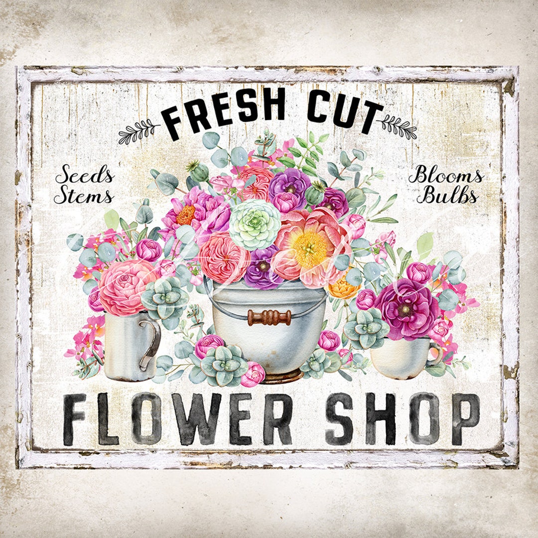 Vintage Rustic Fresh Cut Flower Shop Modern Farmhouse DIY Floral Wall ...