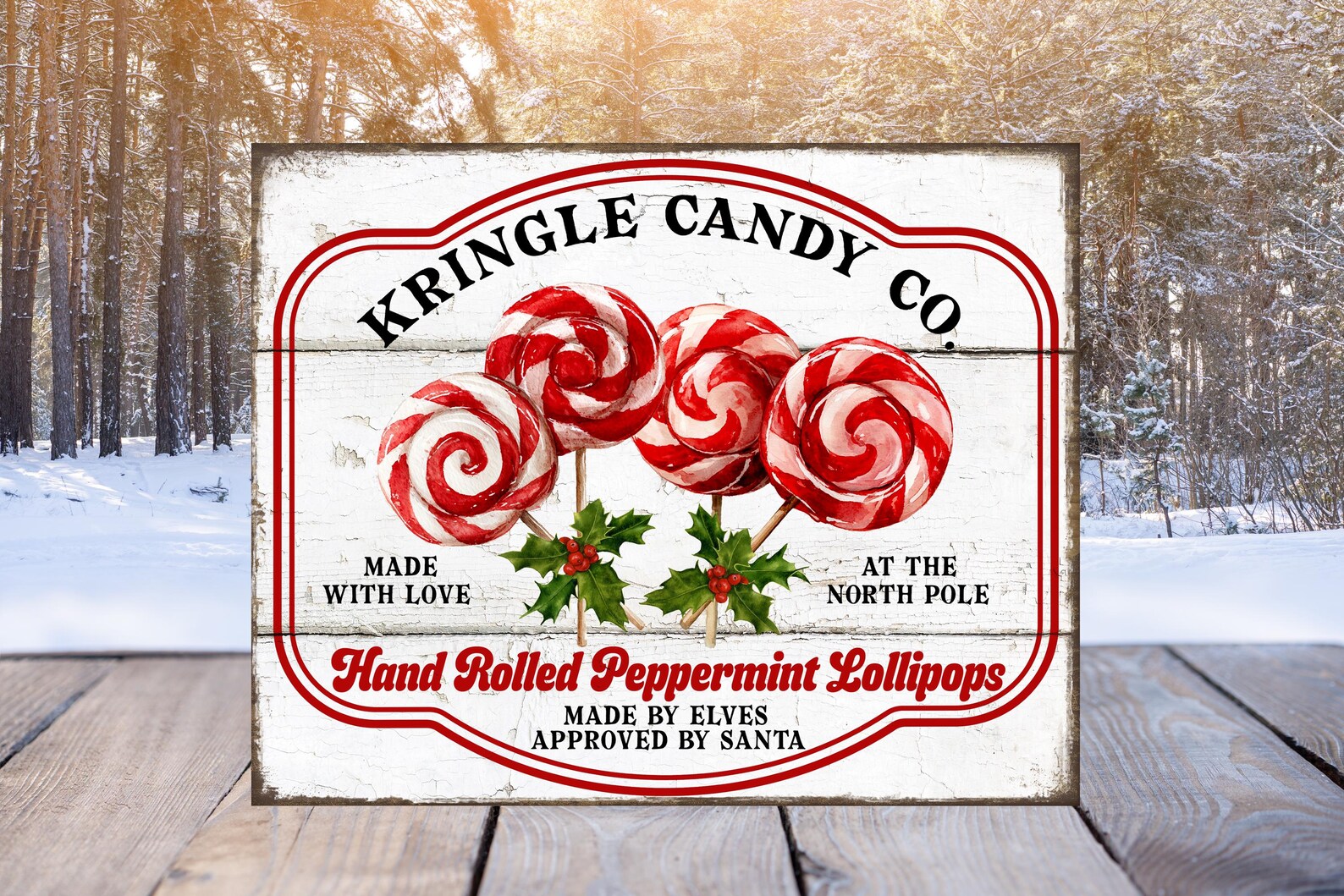 Kringle Candy Co. Peppermint Lollipops Retro Christmas Candy Label ...