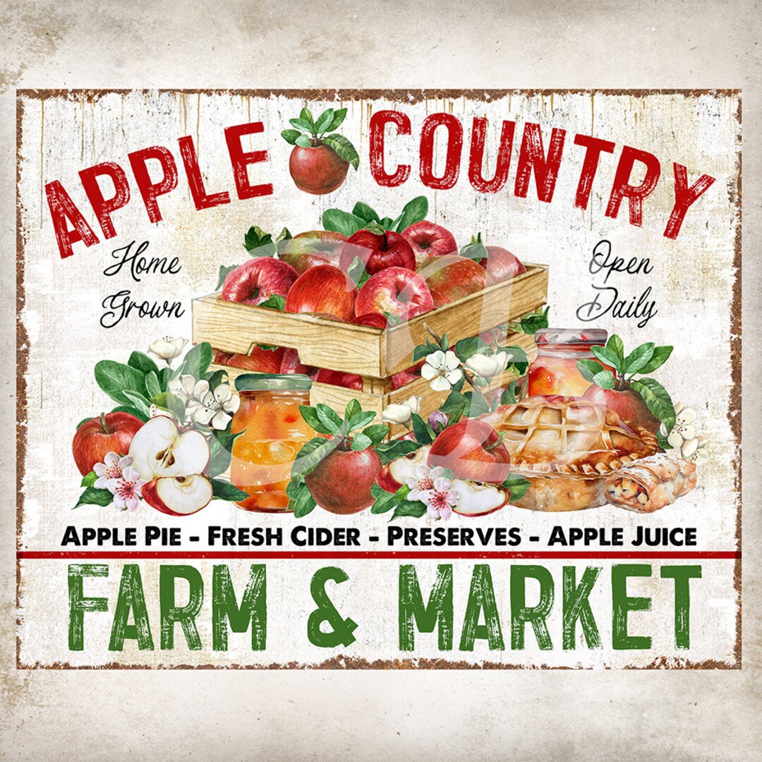 Apple Market Farmhouse Kitchen DIY Wall Art Farm Style Apples Tier Tray ...