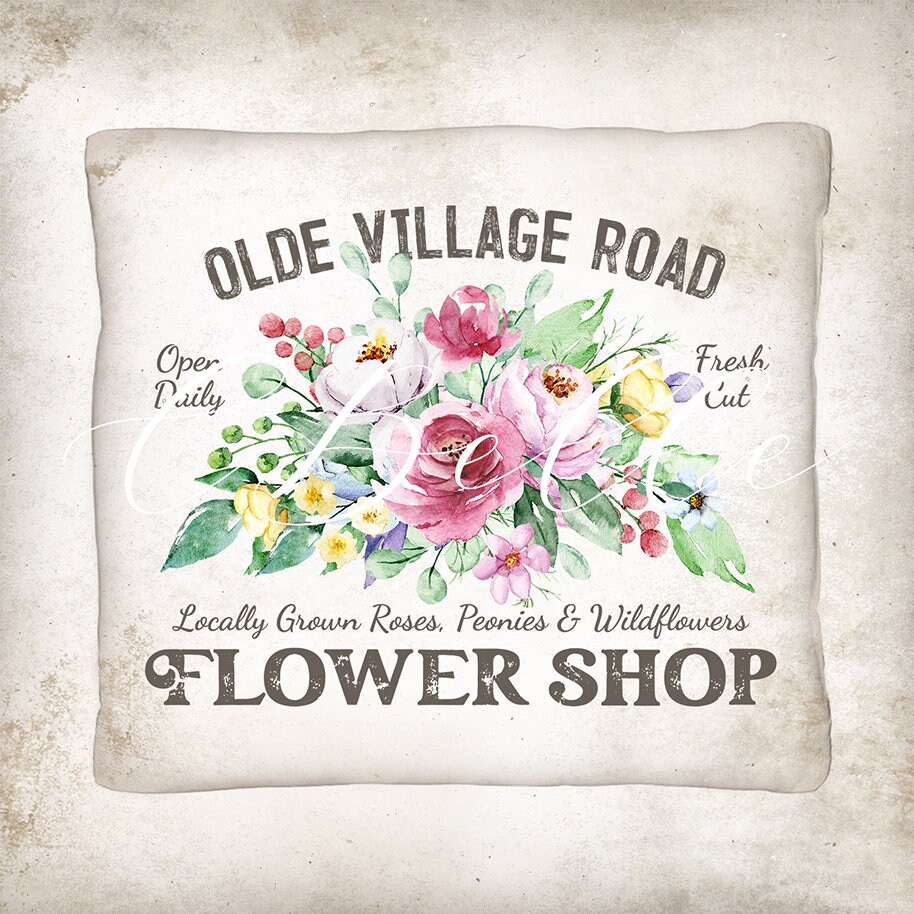 Vintage Shabby Chic Flower Shop Rustic Farmhouse Floral DIY Wall Sign ...