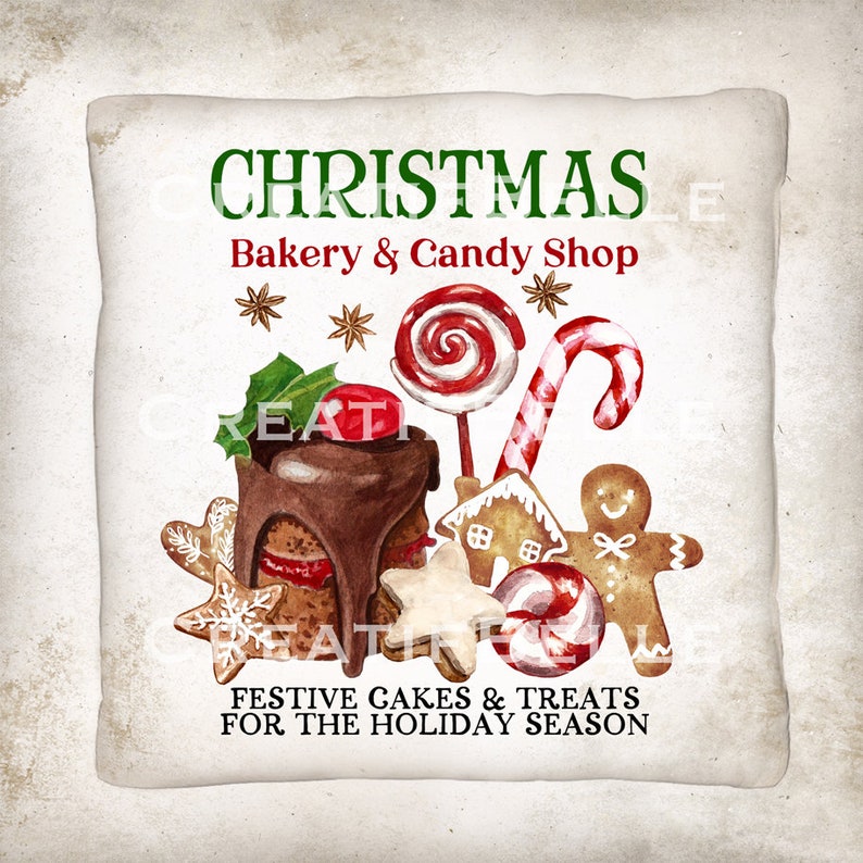 8.5x11 Plus 4 Inch Sq Christmas Bakery & Candy Shop Sign - Etsy