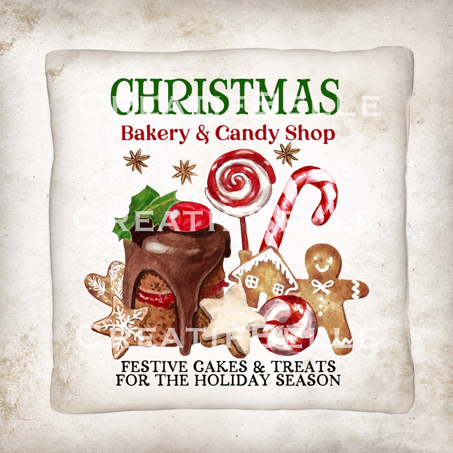 8.5x11 Plus 4 Inch Sq Christmas Bakery & Candy Shop Sign | Etsy UK