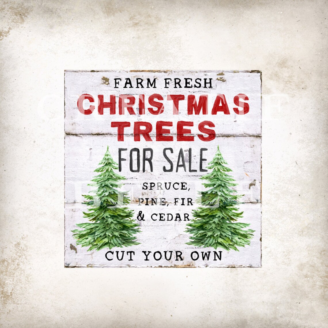 8.5x11 Plus 4 Inch Square Farm Fresh Christmas Trees Sign Shiplap ...