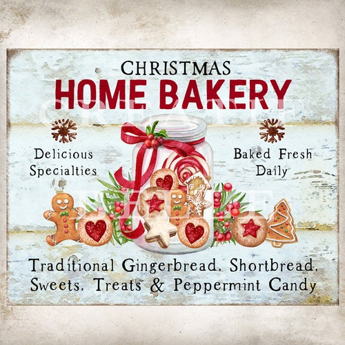 Christmas Bakery Food Sign Farmhouse Christmas Home Decor DIY - Etsy