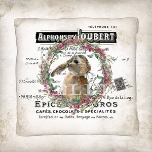 Vintage Rustic French Bunny Rabbit Farmhouse Easter Home Decor DIY Sign ...