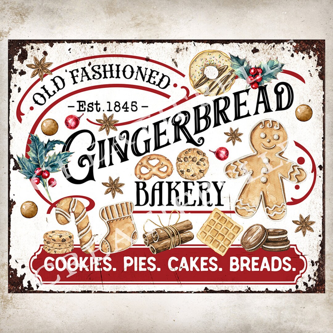Gingerbread Bakery Farmhouse Diy Sign Christmas Tier Tray Decor