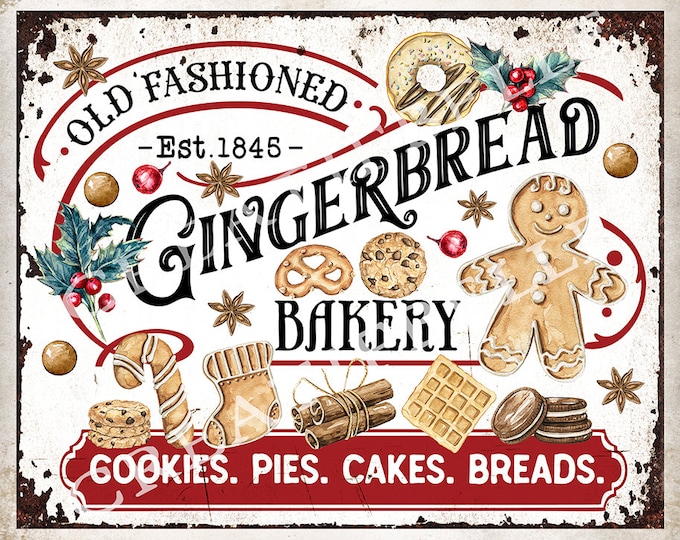 Gingerbread Bakery Farmhouse DIY Sign Christmas Tier Tray - Etsy