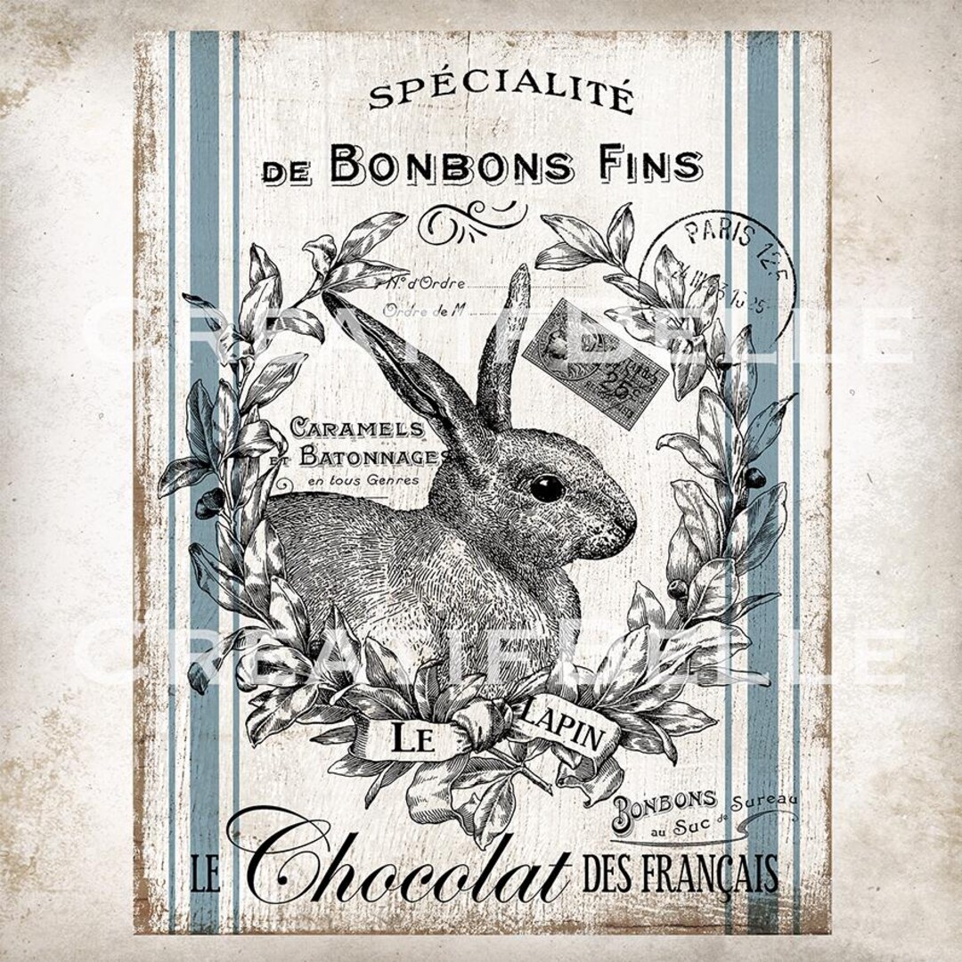 French Vintage Rustic Easter Rabbit, French Farmhouse Easter Home Decor ...