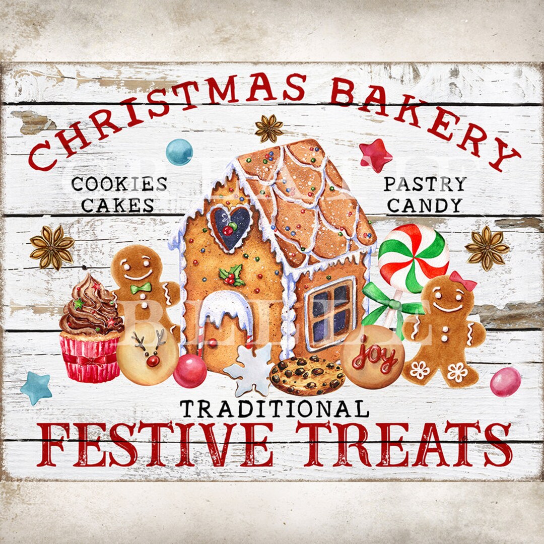 Christmas Bakery Food Sign Farmhouse Christmas Home Decor DIY Wreath ...