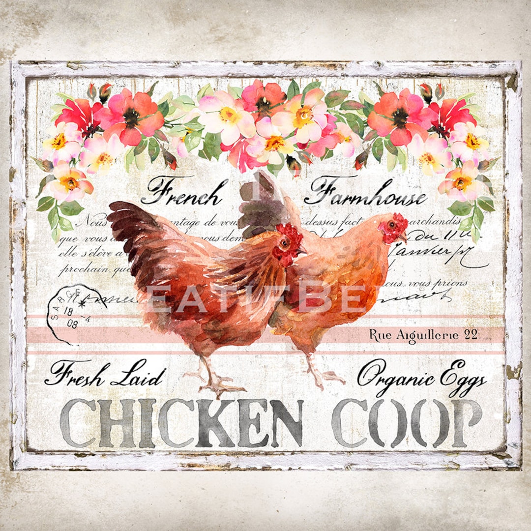 Vintage Shabby Chic Chicken Coop French Farmhouse DIY Home Decor Sign ...