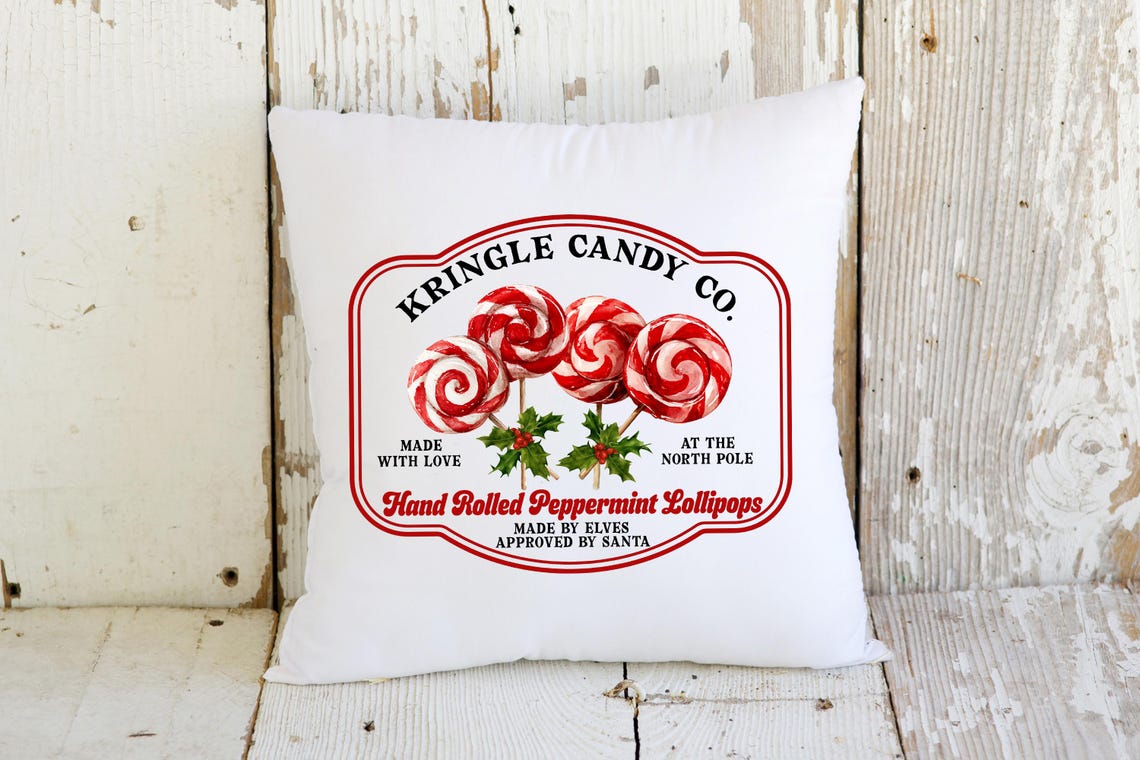 Kringle Candy Co. Peppermint Lollipops Retro Christmas Candy Label ...