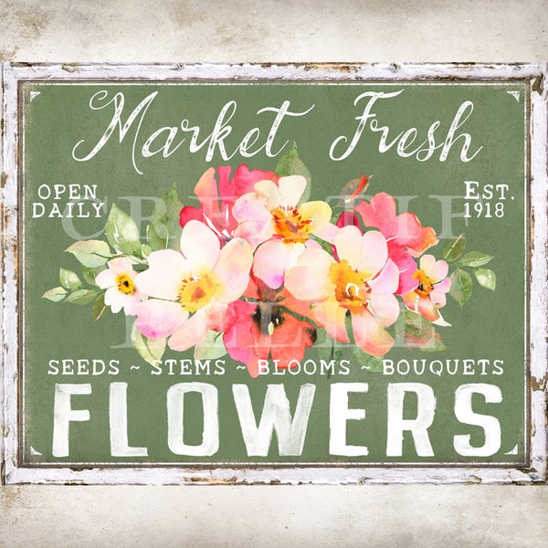 Fresh Flower Market Sign - Etsy