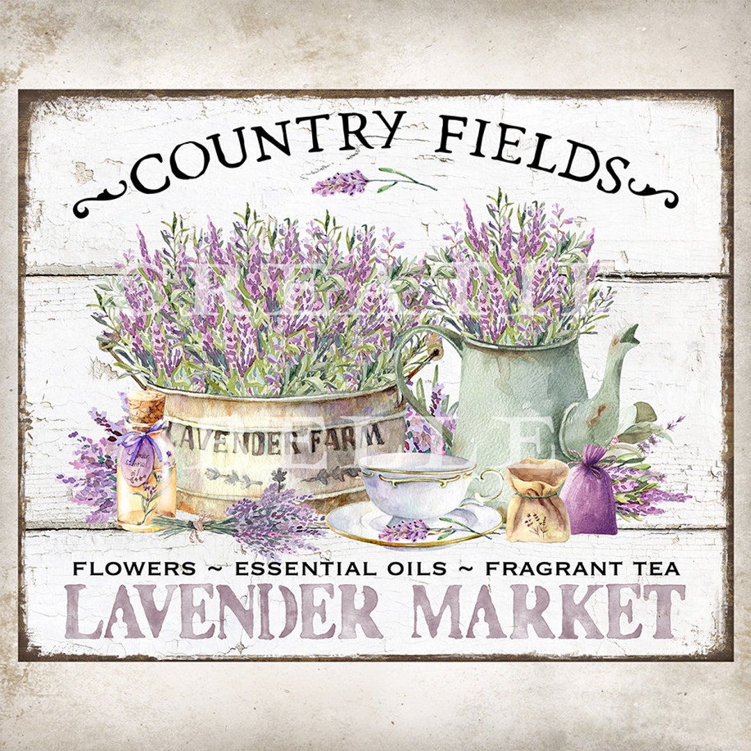 Shabby Chic Lavender Market Farmhouse Home Decor DIY Sign Wreath Accent ...