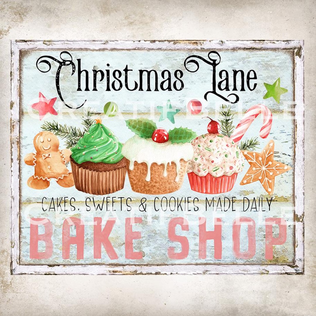 Christmas Bake Shop Cupcakes Cookies Sweets Farmhouse Christmas Wall ...