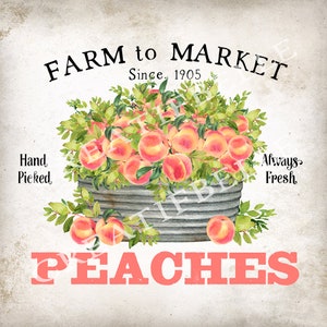 Farm to Market Peaches Rustic Country Farmhouse DIY Sign Farm Style ...