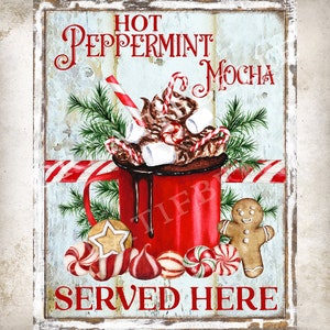 Christmas Peppermint Mocha Cup Sweets Gingerbread Farmhouse Christmas ...