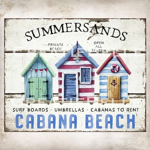 Vintage Summer Beach Cabanas Sign Beach House Wall Art Sign Making ...