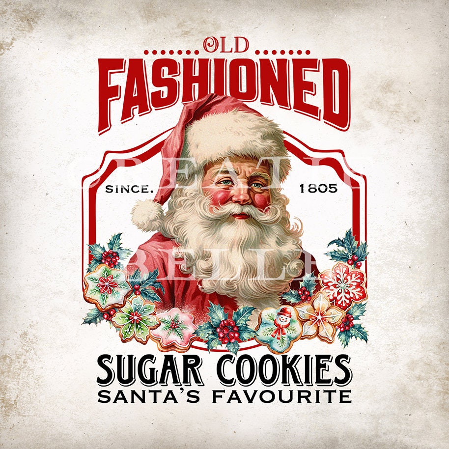 Vintage Santa Old Fashioned Sugar Cookies Farmhouse Christmas Home ...