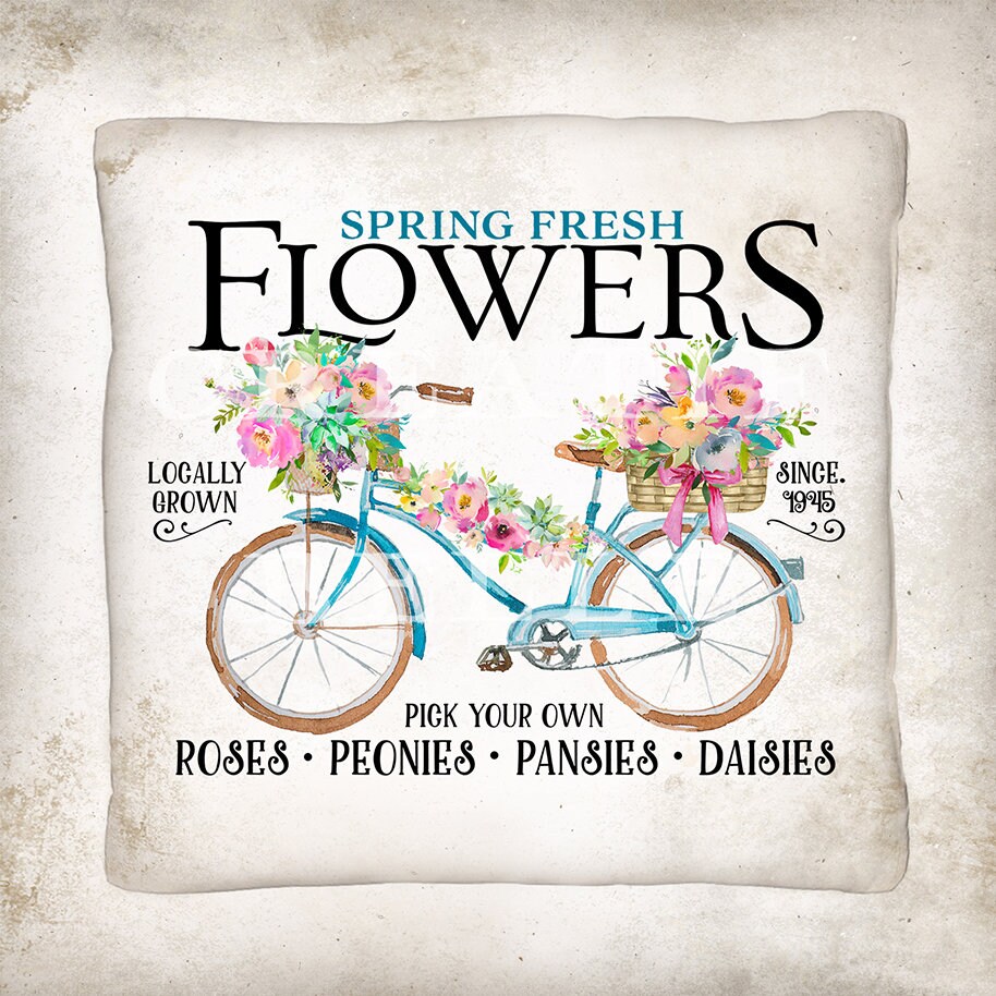 Shabby Chic Spring Flower Bicycle Farmhouse Spring Home Decor DIY Sign ...
