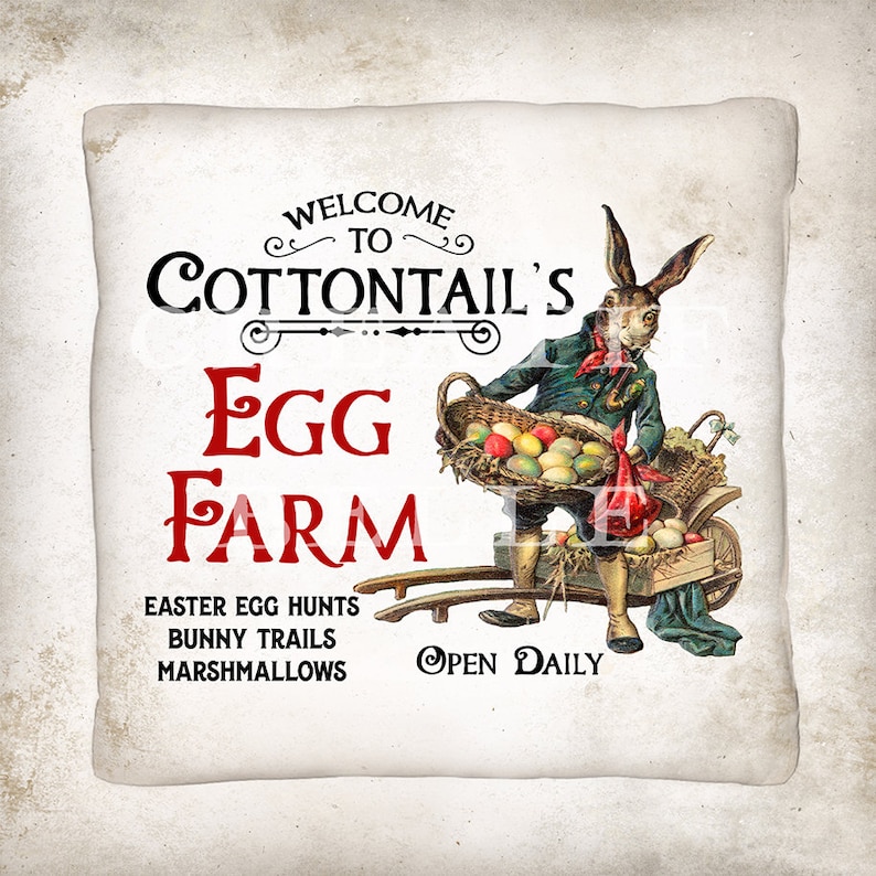 Cottontails Egg Farm Vintage Rustic Easter Bunny Rabbit Farmhouse ...
