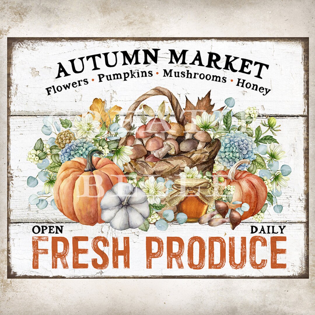 Autumn Market Rustic Farmhouse Fall Home Decor DIY Sign Wreath Accent ...